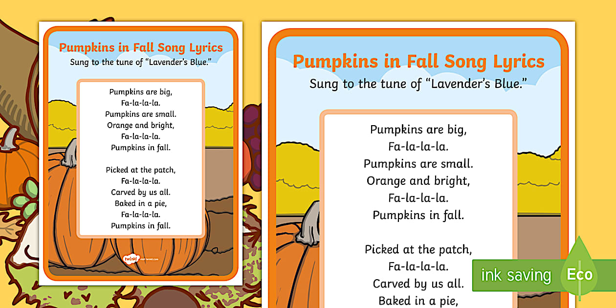 Pumpkins in Fall Song Lyrics (Teacher-Made) - Twinkl