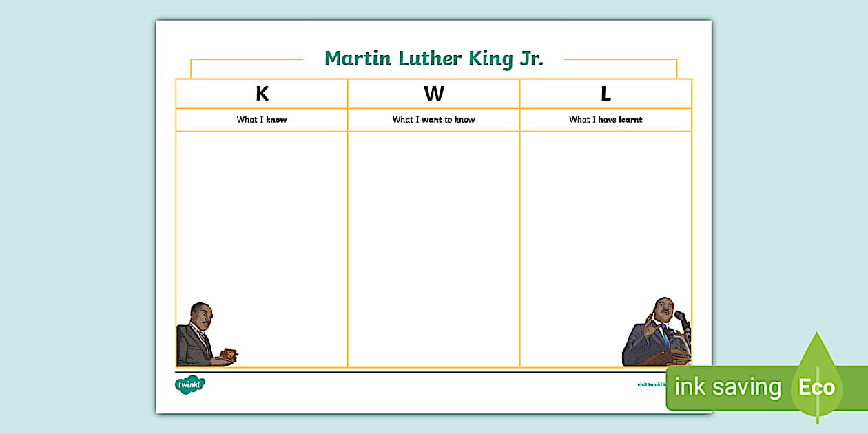 Martin Luther King KWL Grid (teacher made) - Twinkl