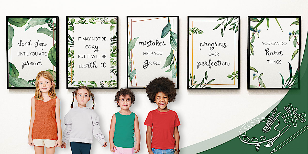 Growth Mindset Botanical-Themed Inspirational Posters Pack
