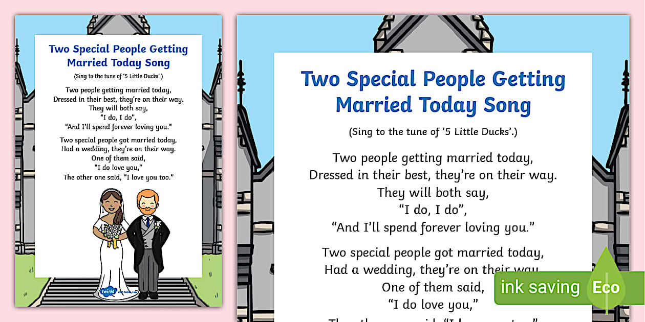 Two Special People Getting Married Today Song - Twinkl