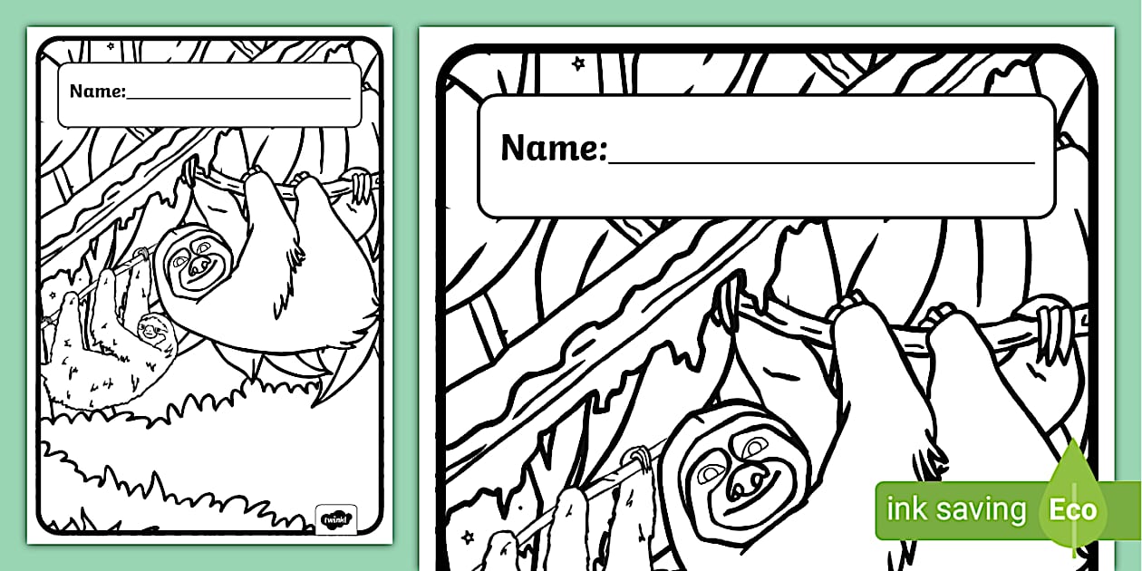 Sloth Colouring Book Cover | Twinkl | Stationery | KS1