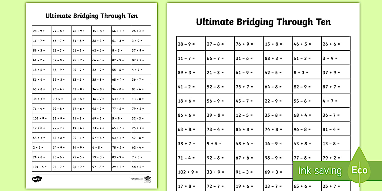 Ultimate KS1 Bridging Through Ten Worksheet / Worksheet