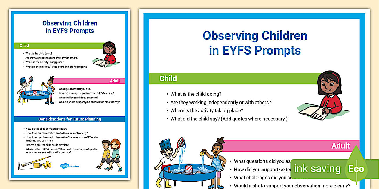 Observing Children EYFS Practitioner Prompt Poster | Twinkl