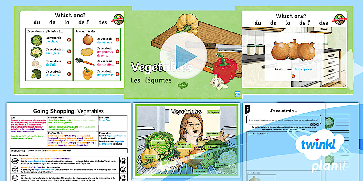 French: Going Shopping: Vegetables Year 4 Lesson Pack 2