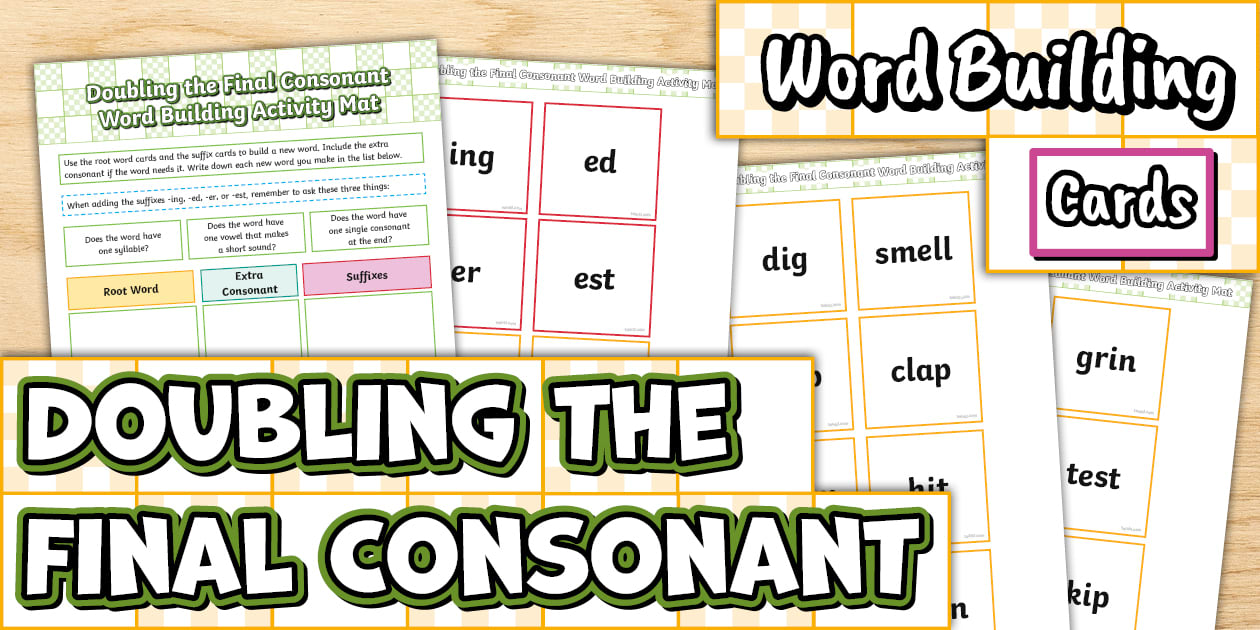 Double Final Consonant Word Cards and Activity Sheet