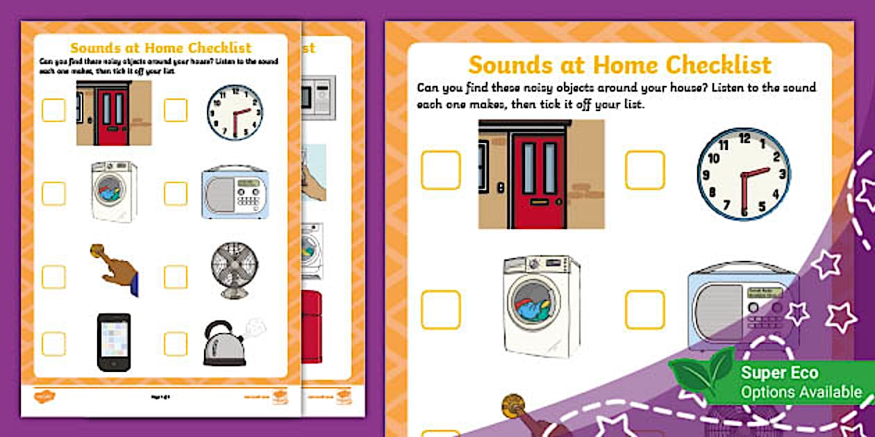 Phase 1 Phonics Sounds at Home Checklist (teacher made)