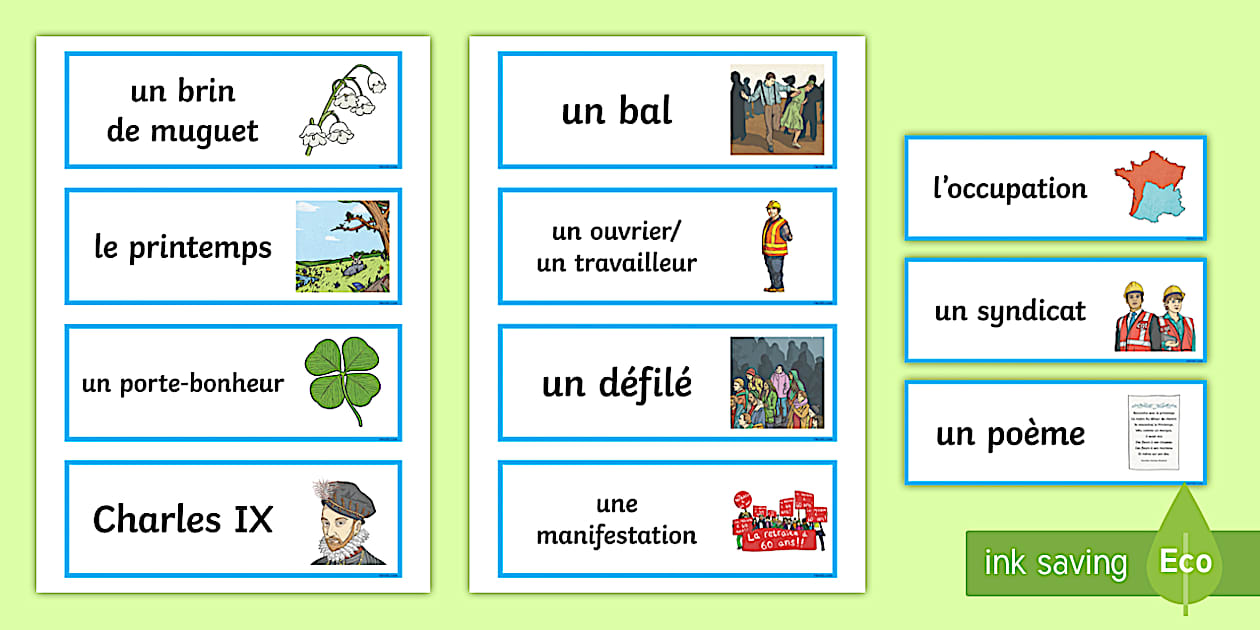 Cartes de vocabulaire : la fête du 1er mai (teacher made)