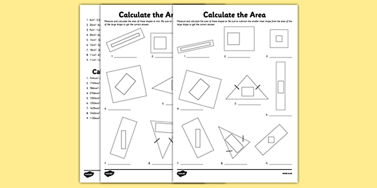 Area of Different Shapes Worksheet PDF | Year 5-6 Maths