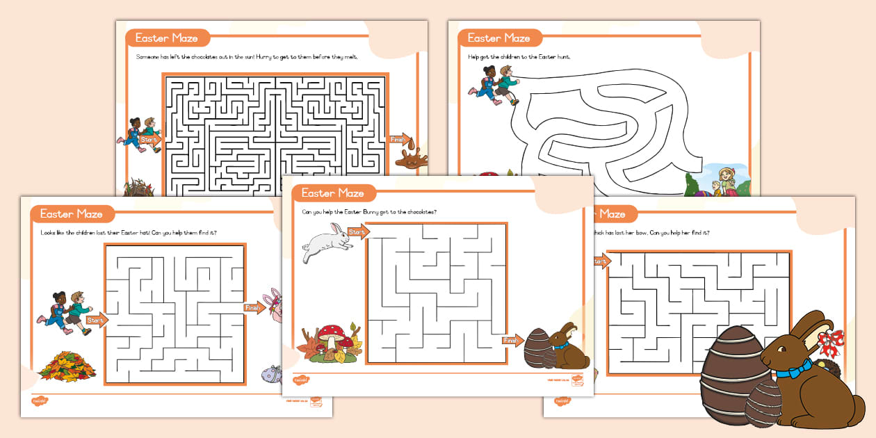 Easter Mazes (teacher made) - Twinkl