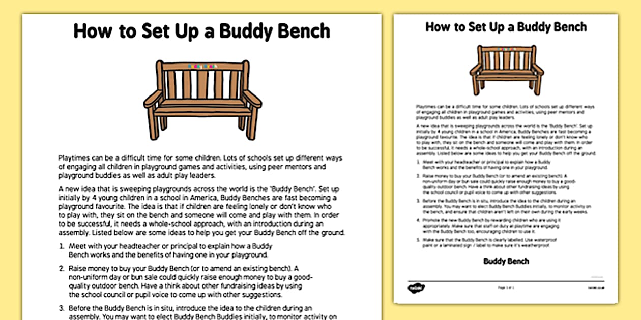 How to Set Up a Buddy Bench (teacher made) - Twinkl