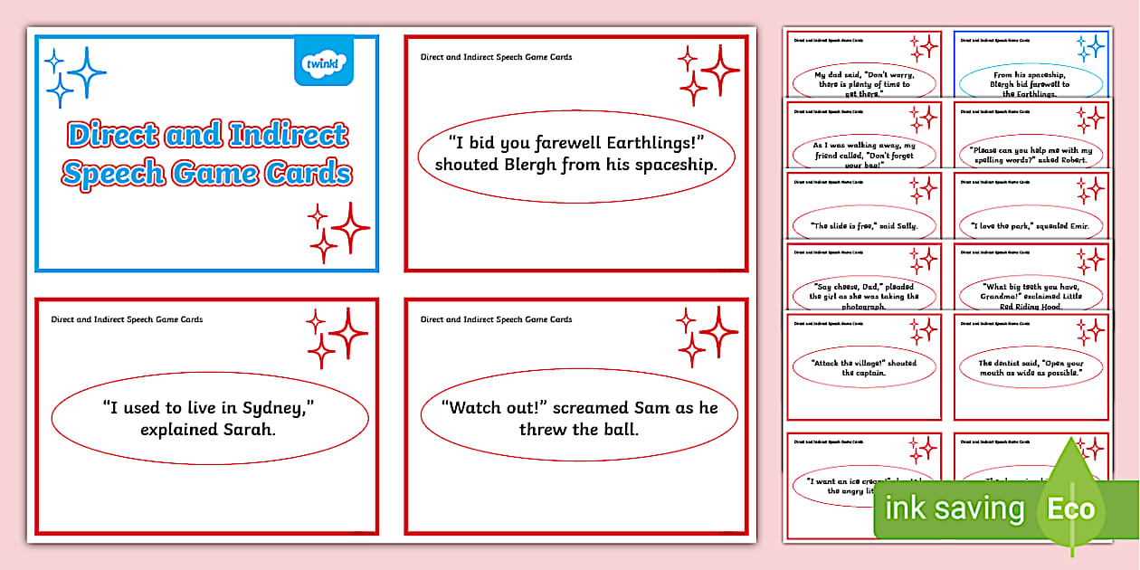 Reported Speech Game Cards – Direct and Indirect Speech