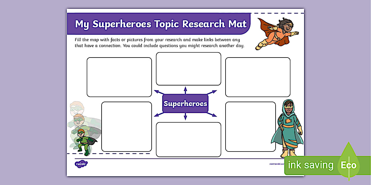 Superheroes Topic Research Map (teacher made) - Twinkl