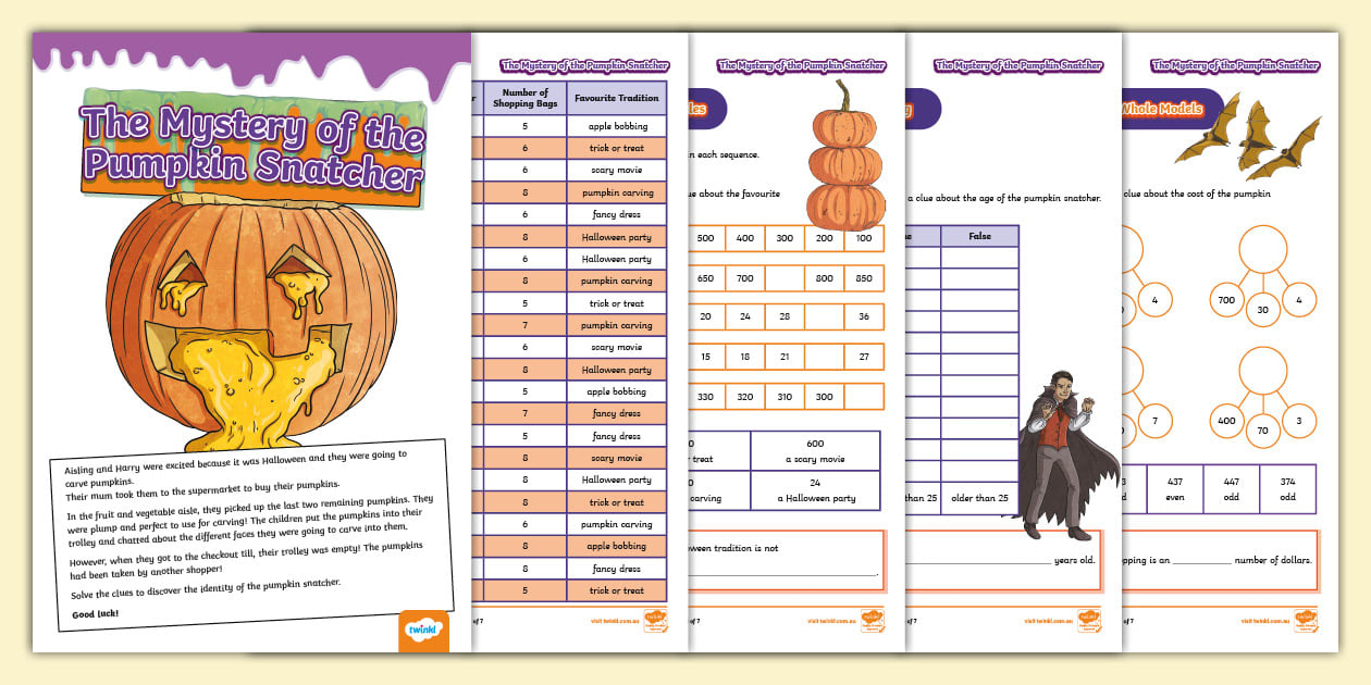 Year 3 The Maths Mystery of the Pumpkin Snatcher - Twinkl