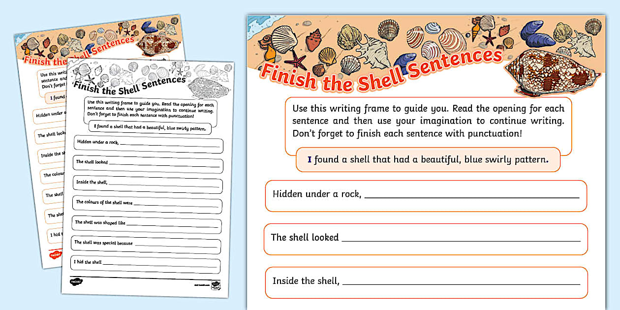 Writing Prompt: Finish the Shell Sentences (teacher made)