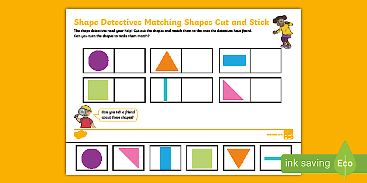 👉 Shape Detectives Matching Shapes Cut and Stick Activity