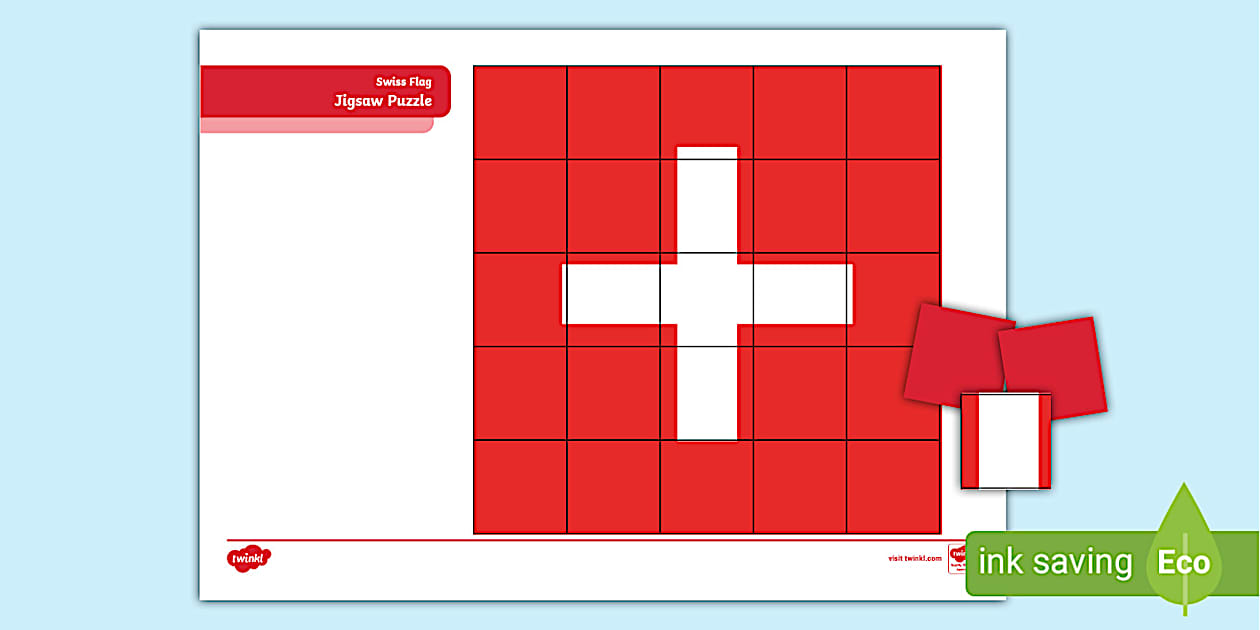 Schweizer Fahne Puzzle (teacher made) - Twinkl