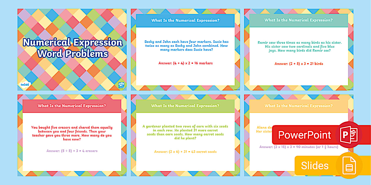 Numerical Expression Word Problems PowerPoint & Google Slides for 3rd-5th