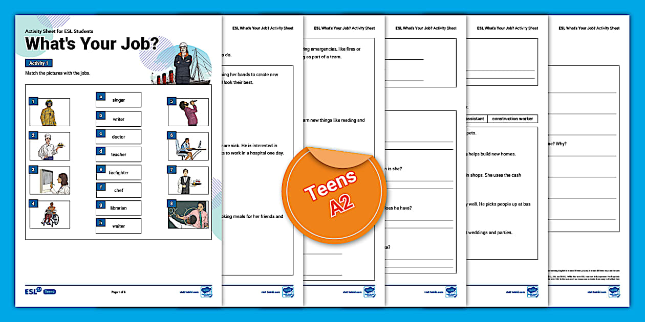 ESL What's Your Job? Activity Sheet (teacher made) - Twinkl