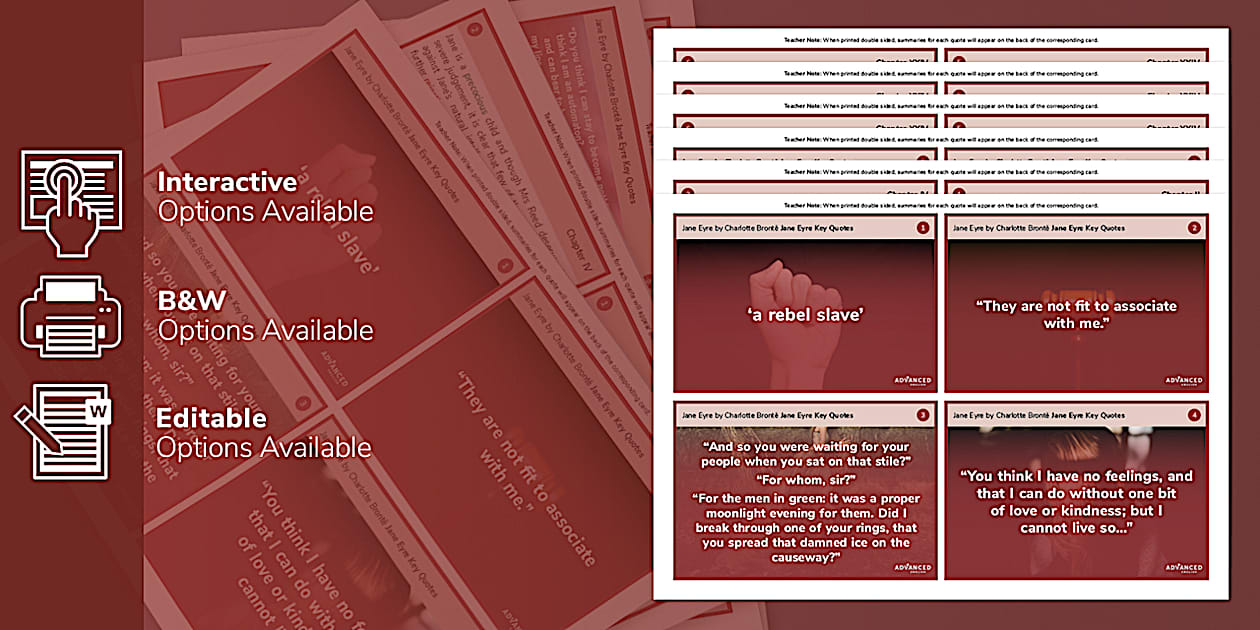 Jane Eyre Revision: Jane's Key Quotations Flashcards