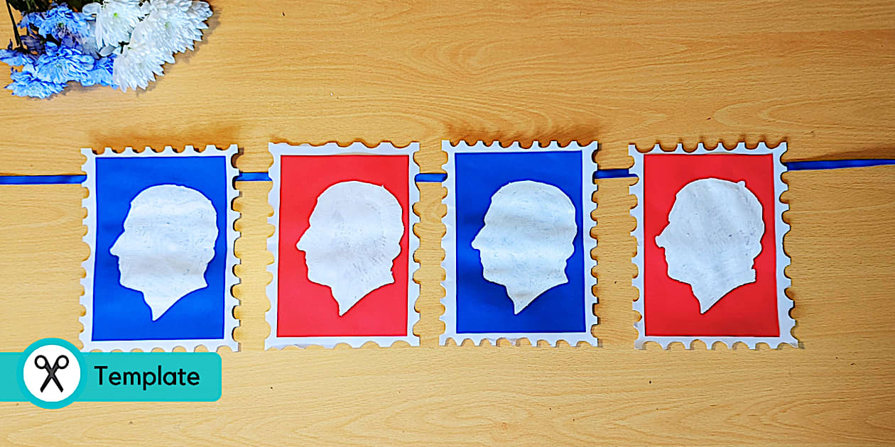 King Charles III Stamp Bunting | King Charles III - Twinkl