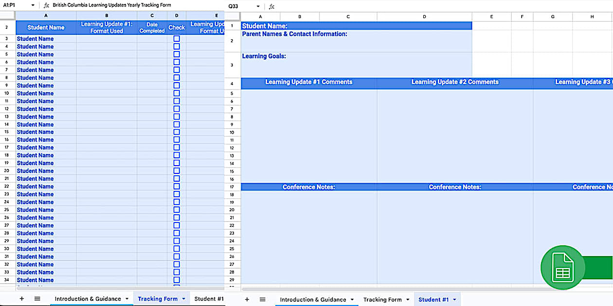 B.C. Learning Updates Editable Yearly Tracking Form - Twinkl