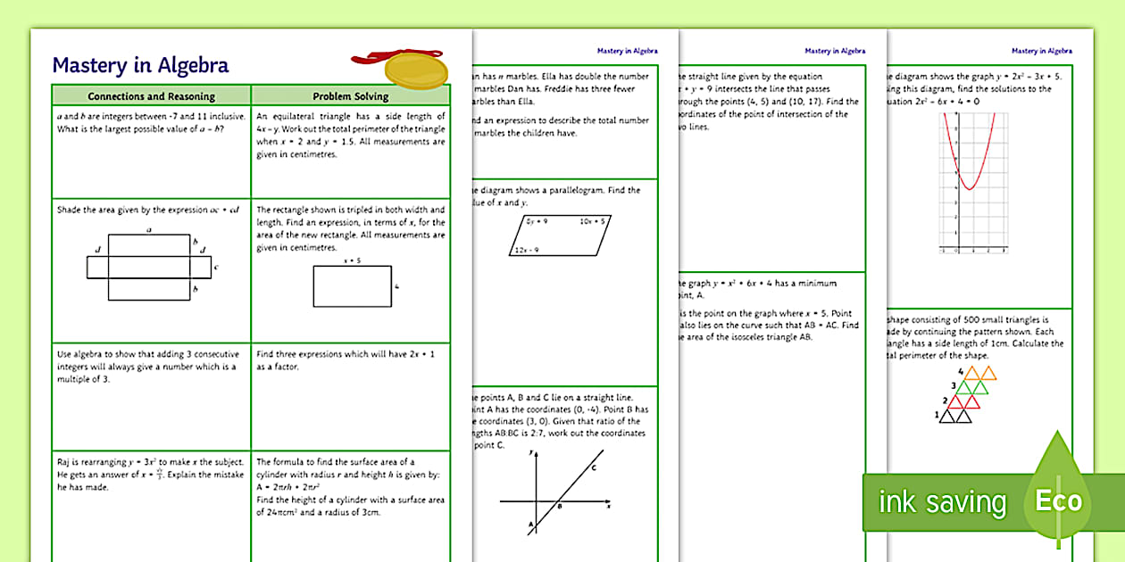 Mastery in Algebra Activity Sheet (Teacher-Made) - Twinkl