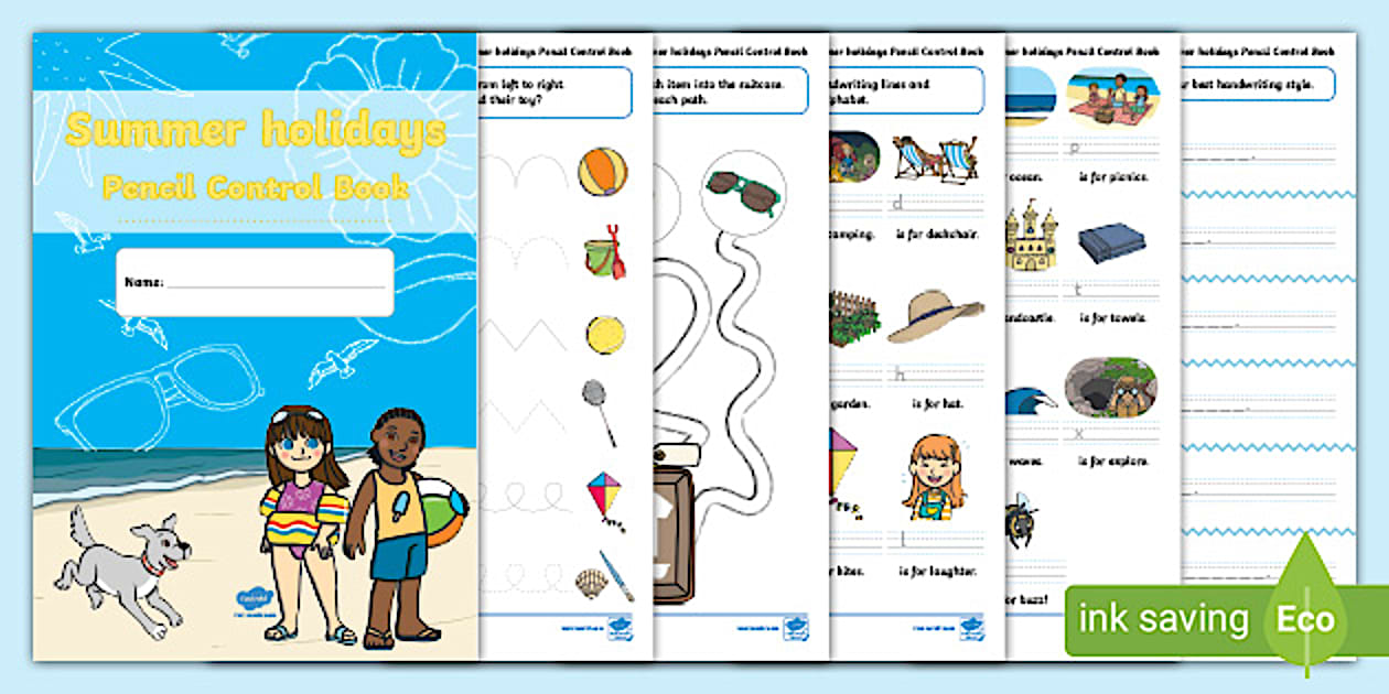 Grade R English - Summer Holidays Pencil Control Book