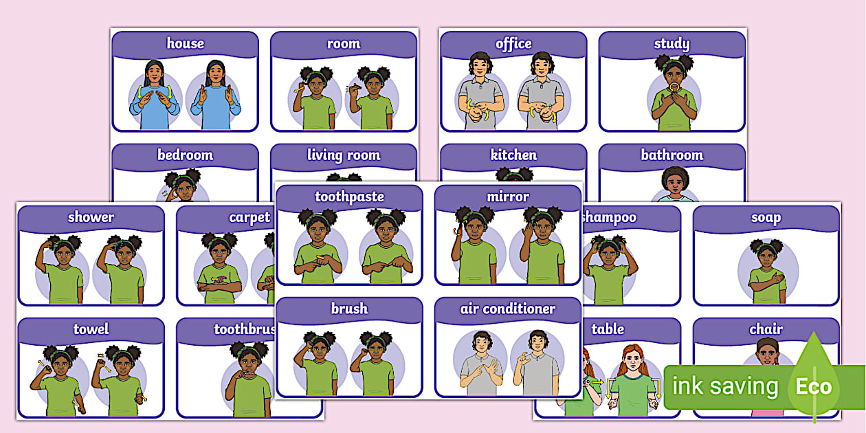 Auslan Around the House Word Cards (teacher made) - Twinkl
