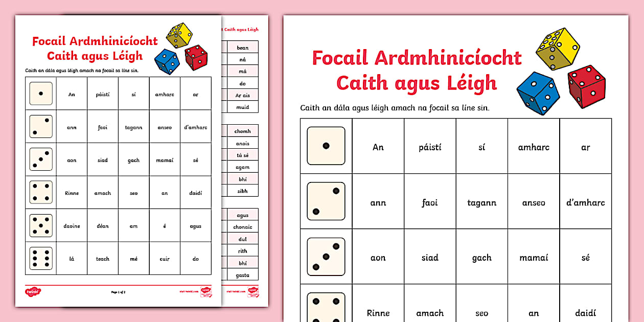 Focail Ardmhinicíocht Caith agus Léigh