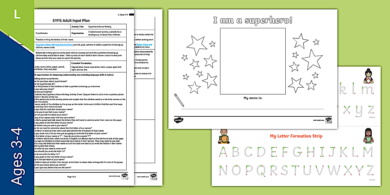 EYFS Superhero Name Writing Adult Input Plan & Resource Pack
