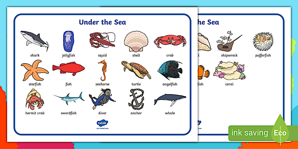Under the Sea Word Bank - Twinkl
