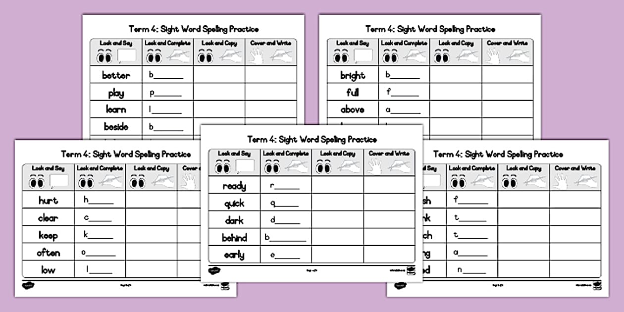 Grade 2 Term 4 Sight Word Spelling Sheets - Twinkl