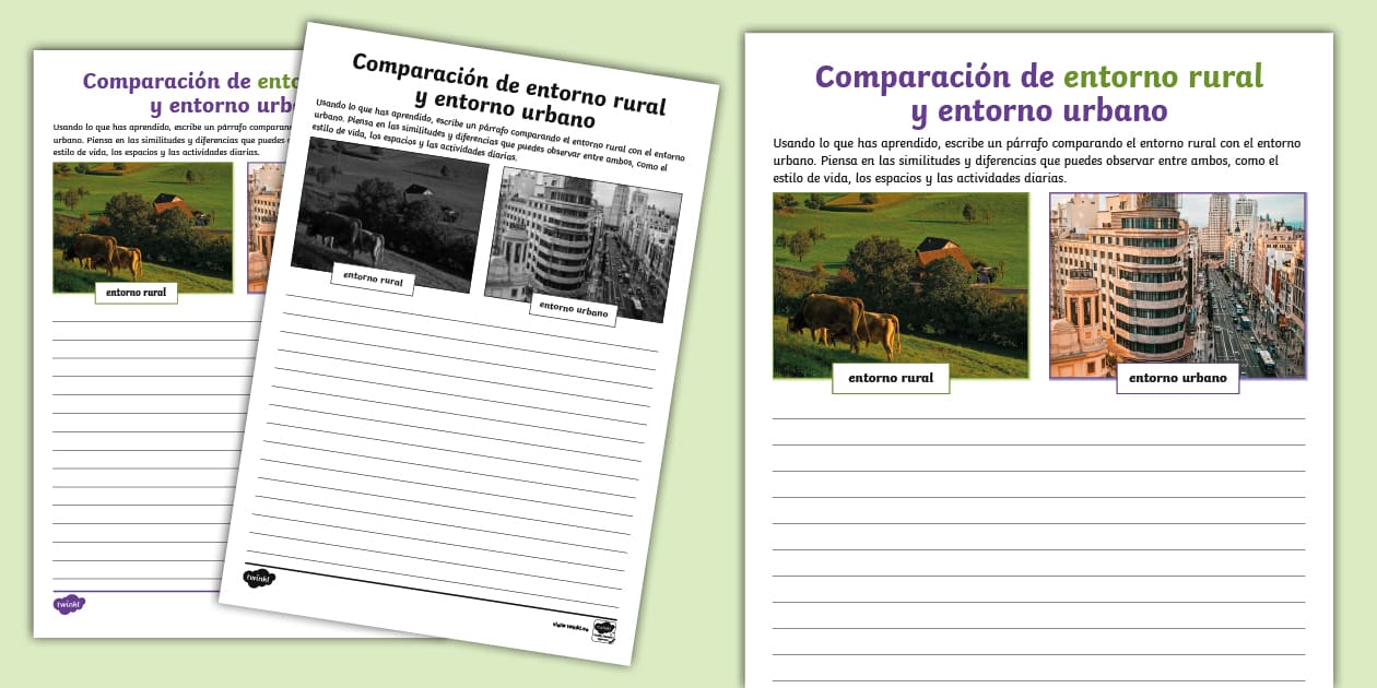 Ficha de actividad: Comparación de entorno rural y urbano