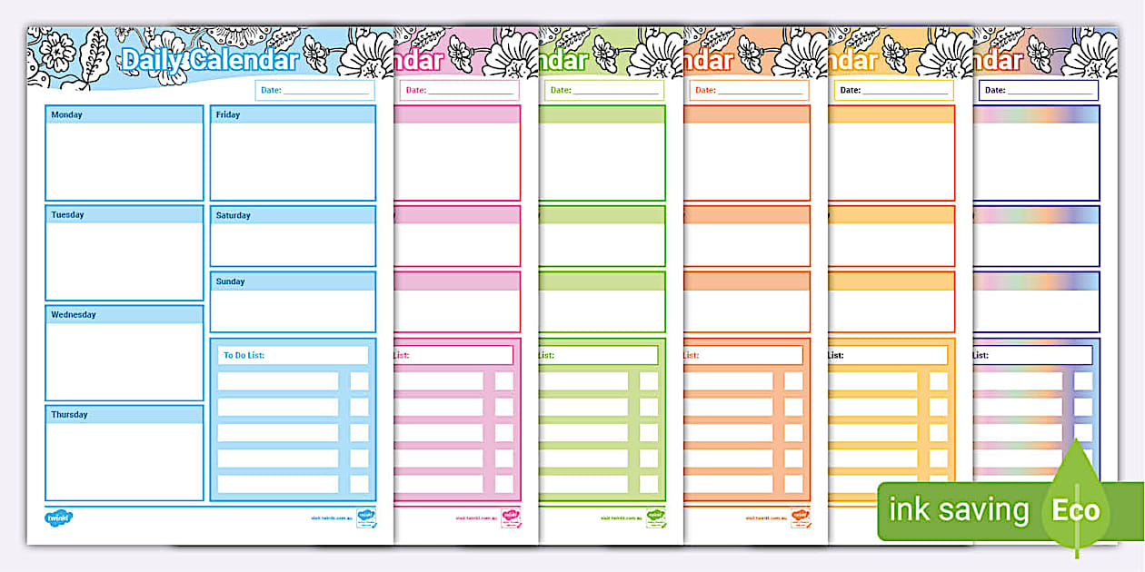 A4 Daily Calendars in Pastel (teacher made) - Twinkl