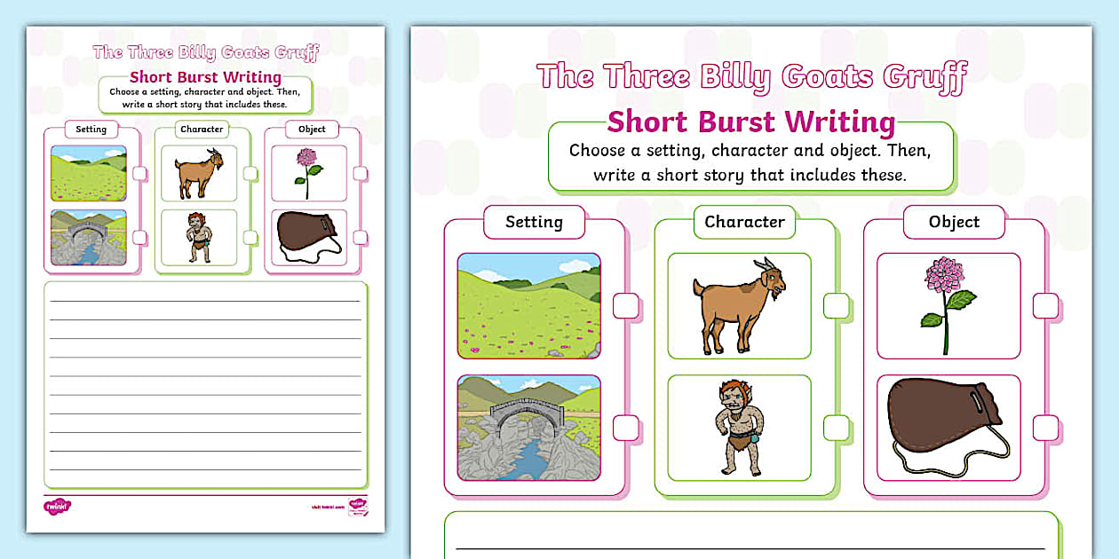 The Three Billy Goats Gruff Short Burst Writing Template