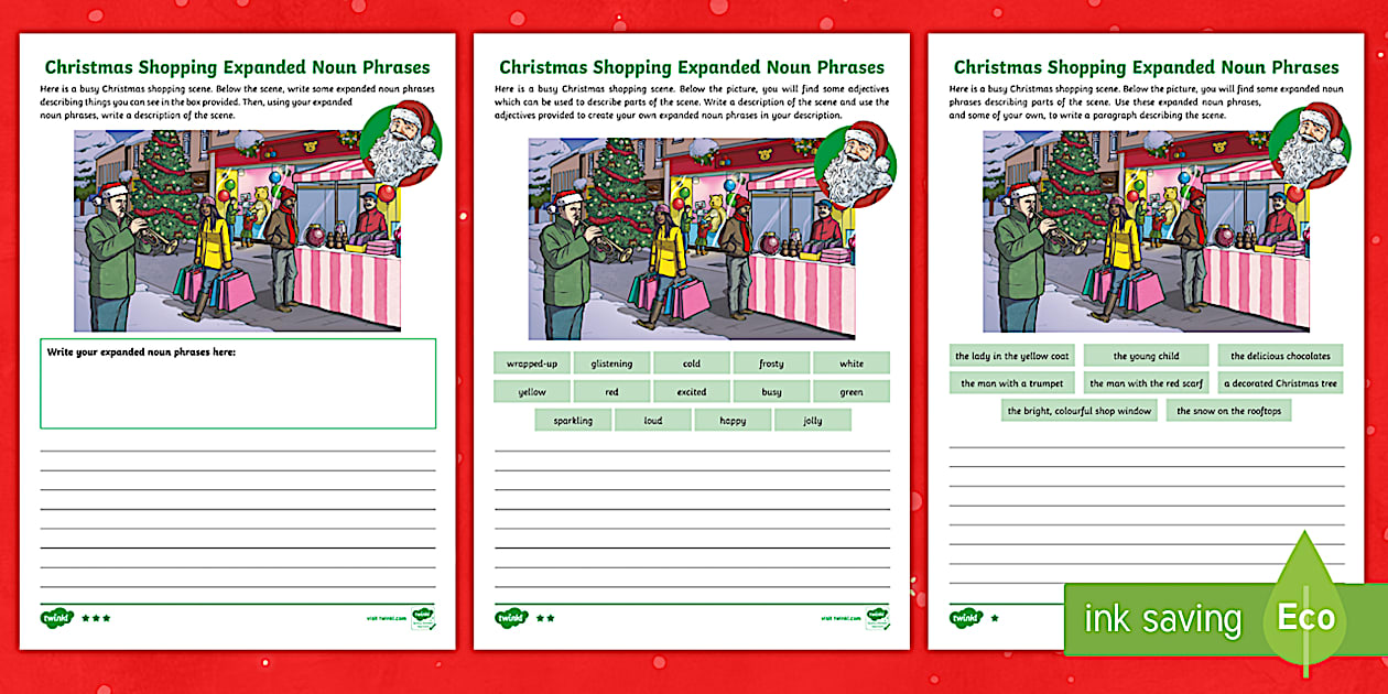 Christmas Shopping Expanded Noun Phrases Activities - Twinkl