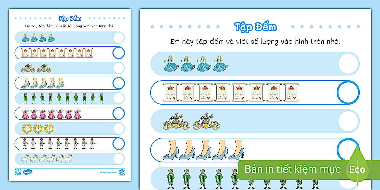 Tập Đếm Chủ Đề Cô Bé Lọ Lem (Teacher-Made)