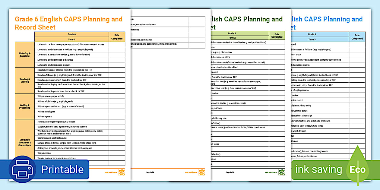 Grade 6 English Home Language Lesson Plans - Twinkl