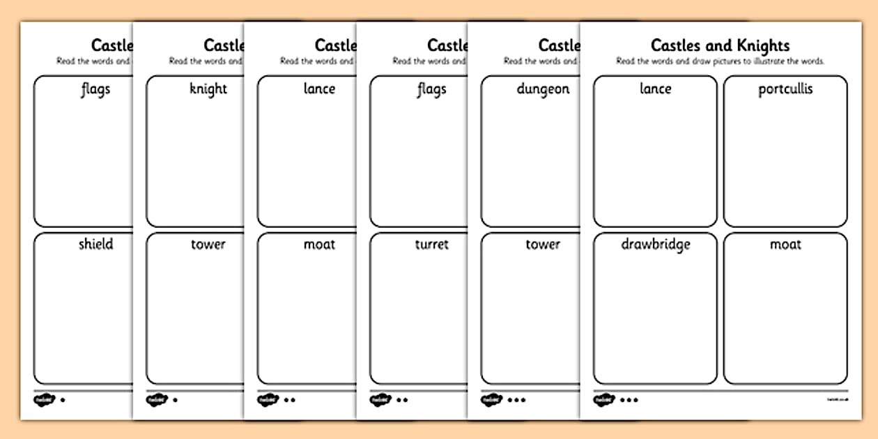 Castles and Knights Differentiated Read and Draw Worksheet / Worksheet ...
