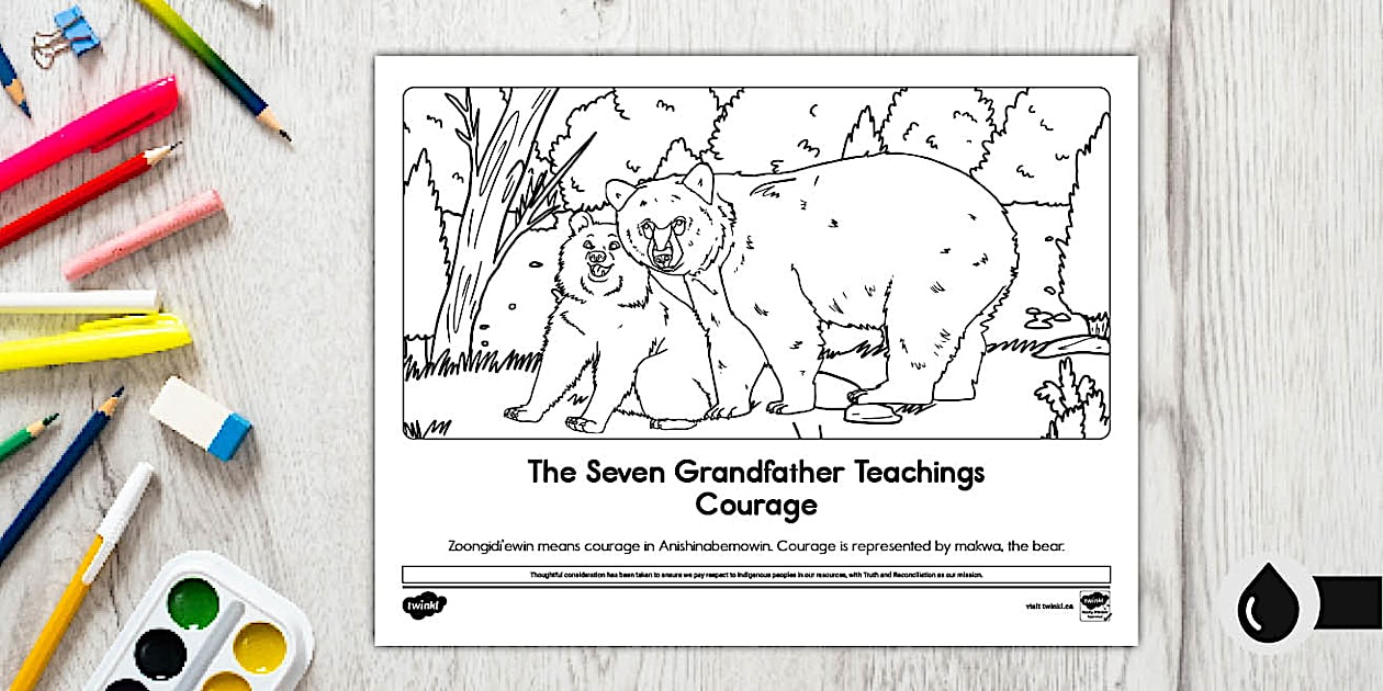 FREE! - The Seven Grandfather Teachings - A Colouring Page for Courage