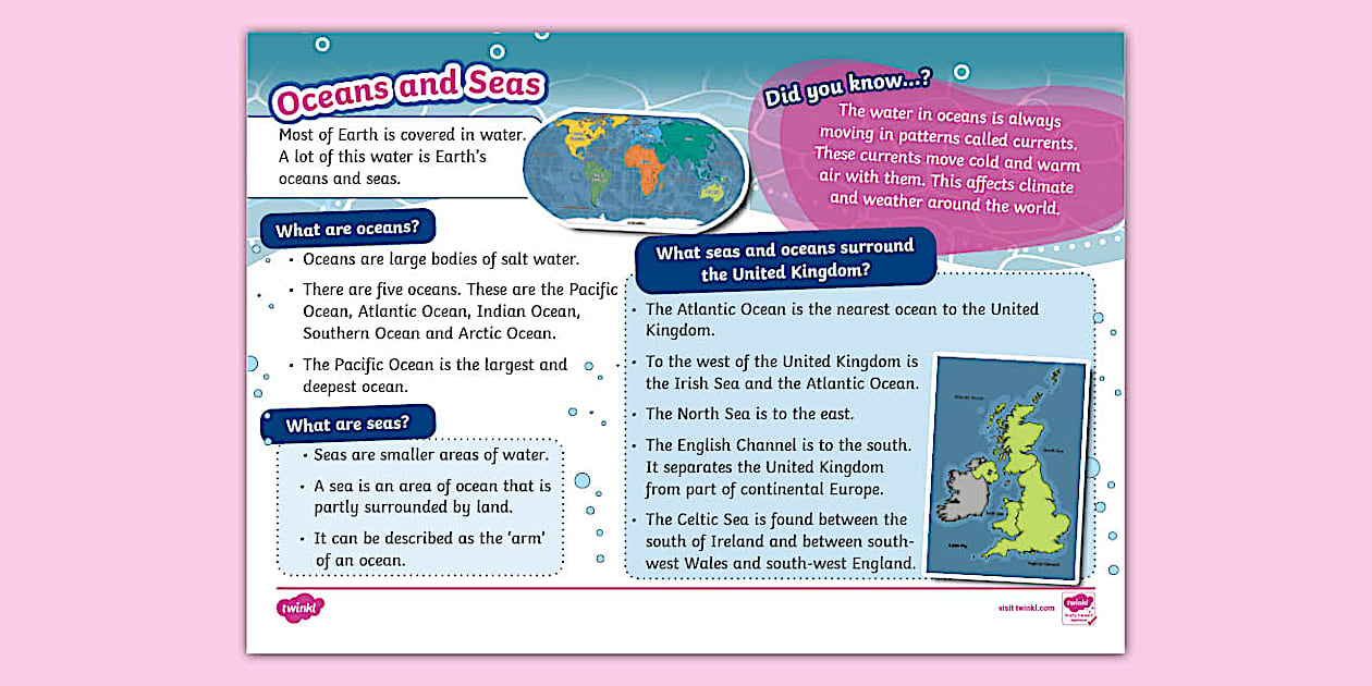Seas and Oceans Fact File (teacher made) - Twinkl