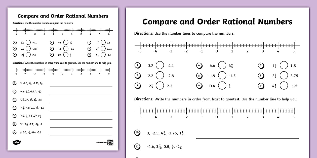 Sixth Grade Compare and Order Rational Numbers