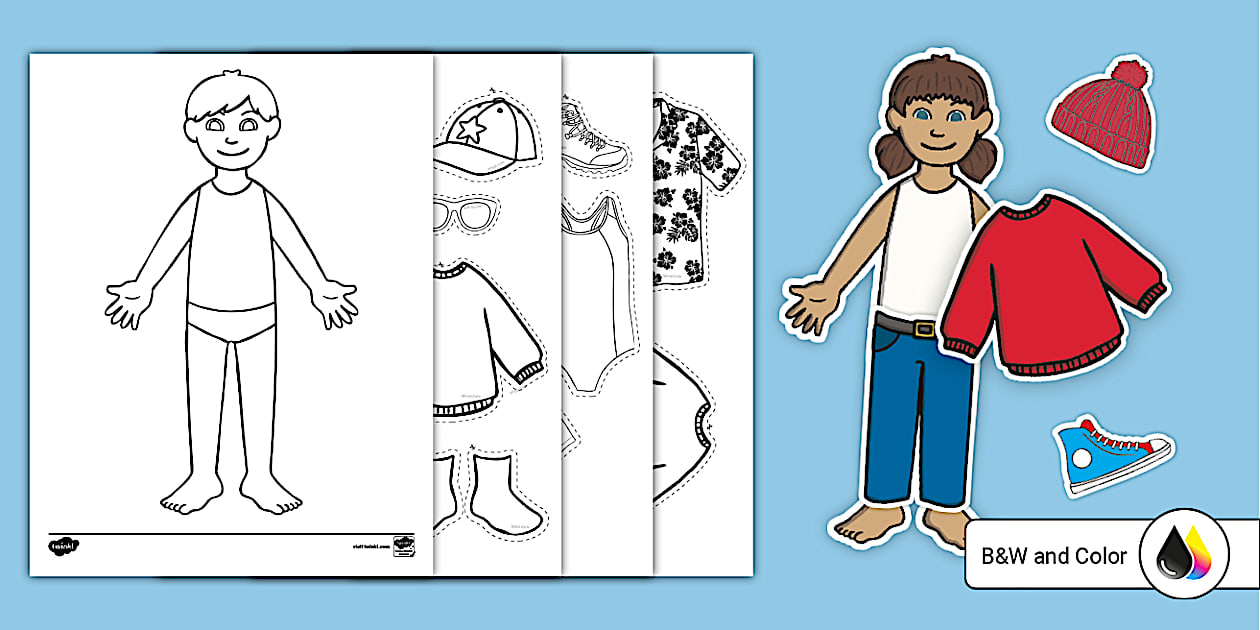 Dress for the Seasons Paper Doll Cut and Paste Activity