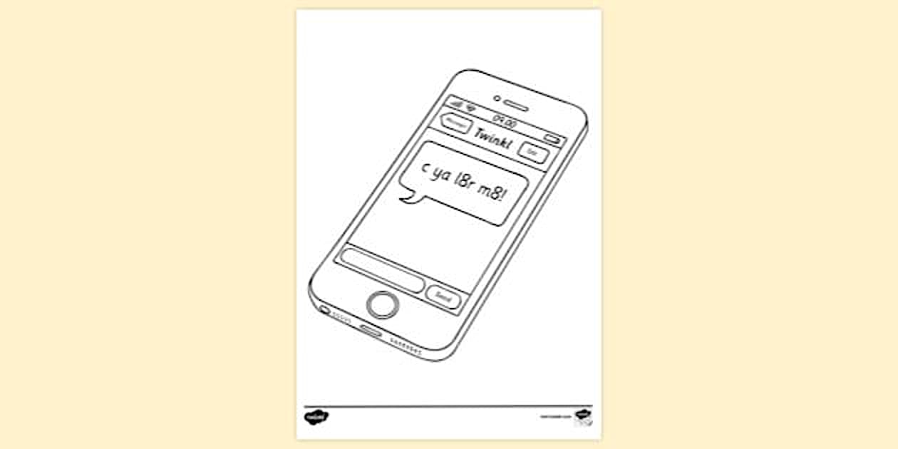 Mobile Phone With Text Talk Colouring Sheet | Colouring