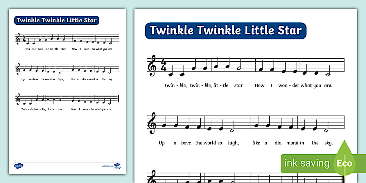 Twinkle Twinkle Little Star Piano Sheet Music - Twinkl