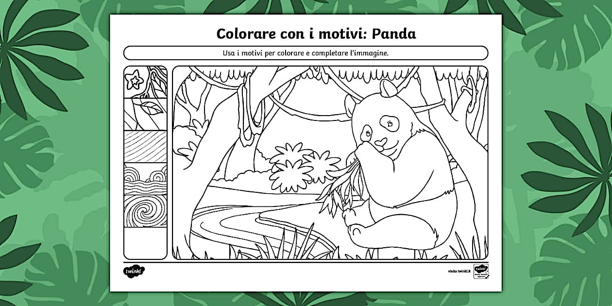 Colorare con i motivi: Panda (teacher made) - Twinkl