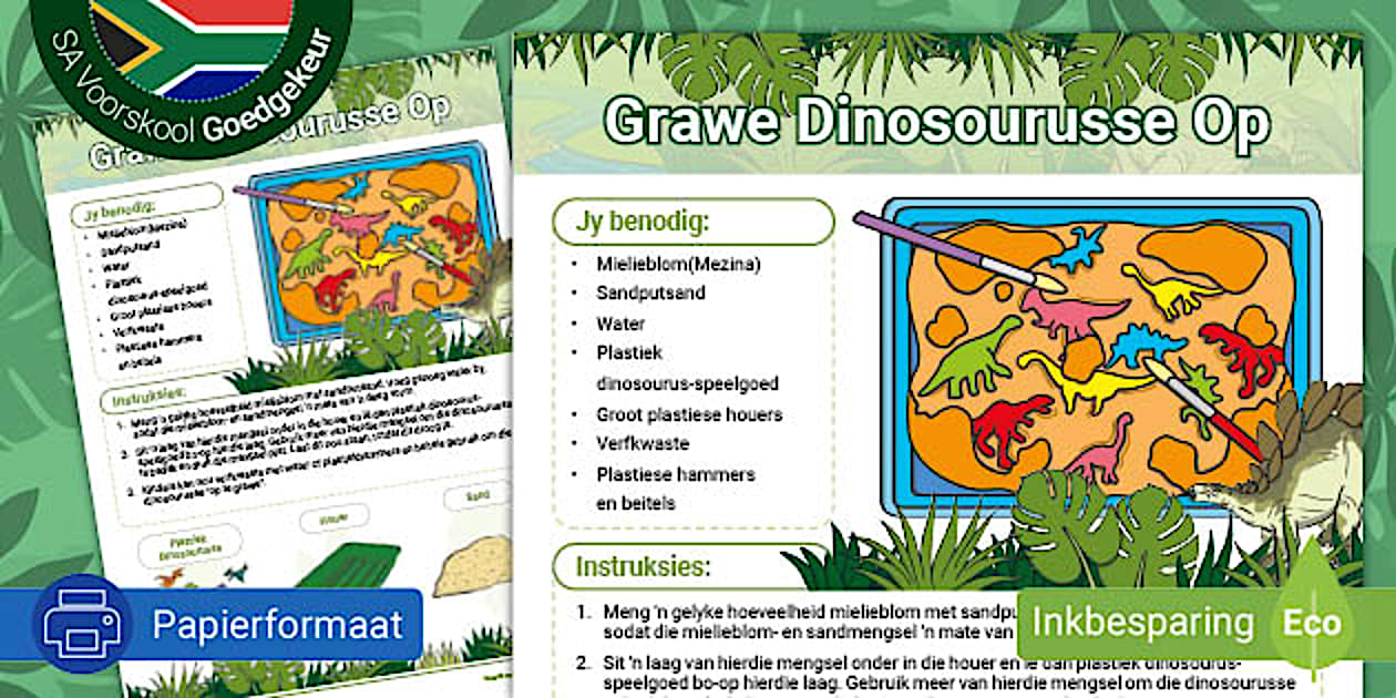 Grawe die Dinosourusse Op Aktiwiteit (Teacher-Made) - Twinkl