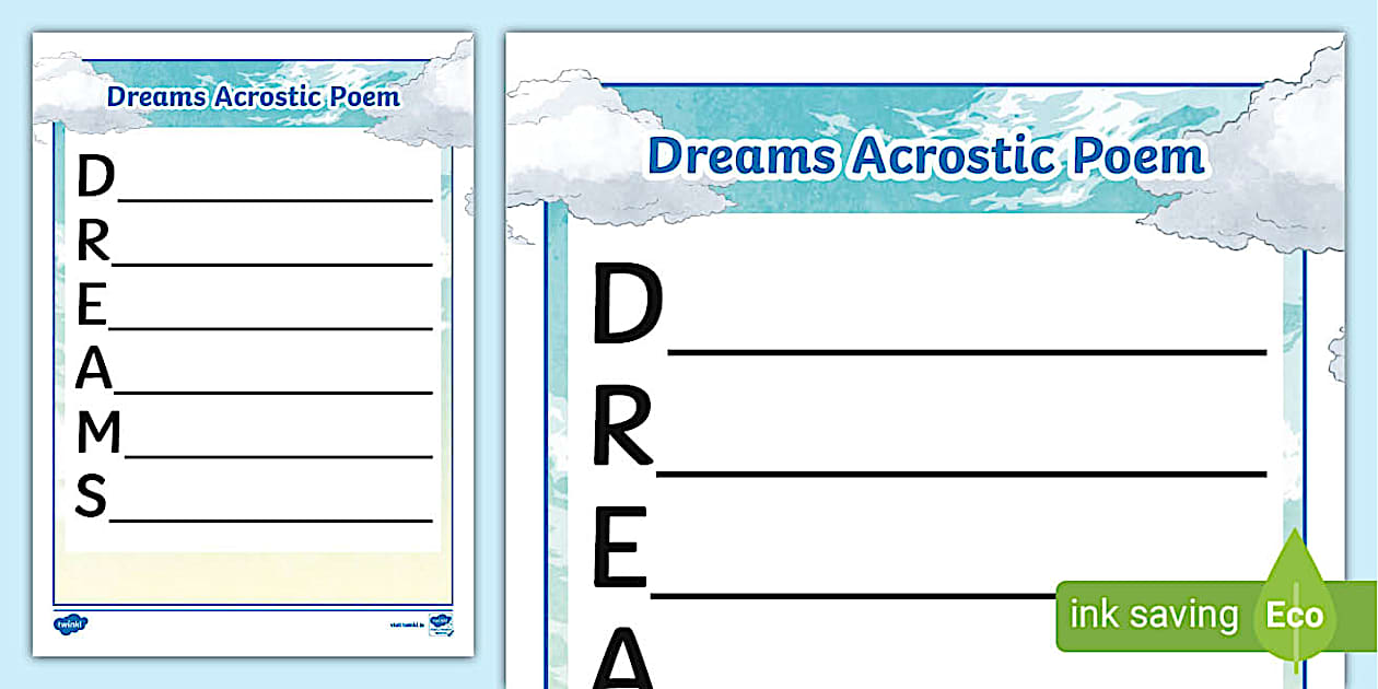 Dreams (Acrostic Poem) (teacher made) - Twinkl