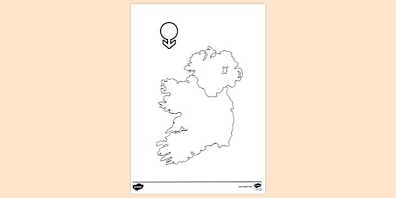 Map of Ireland North Wind Colouring | Colouring Sheet