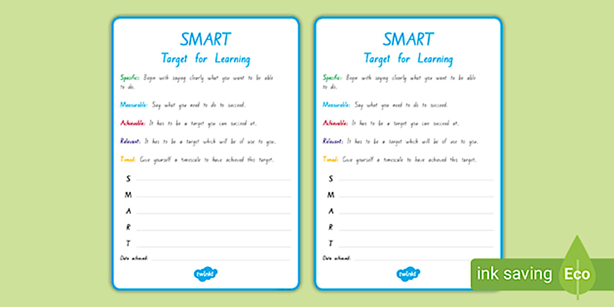 SMART Target for Learning Cards